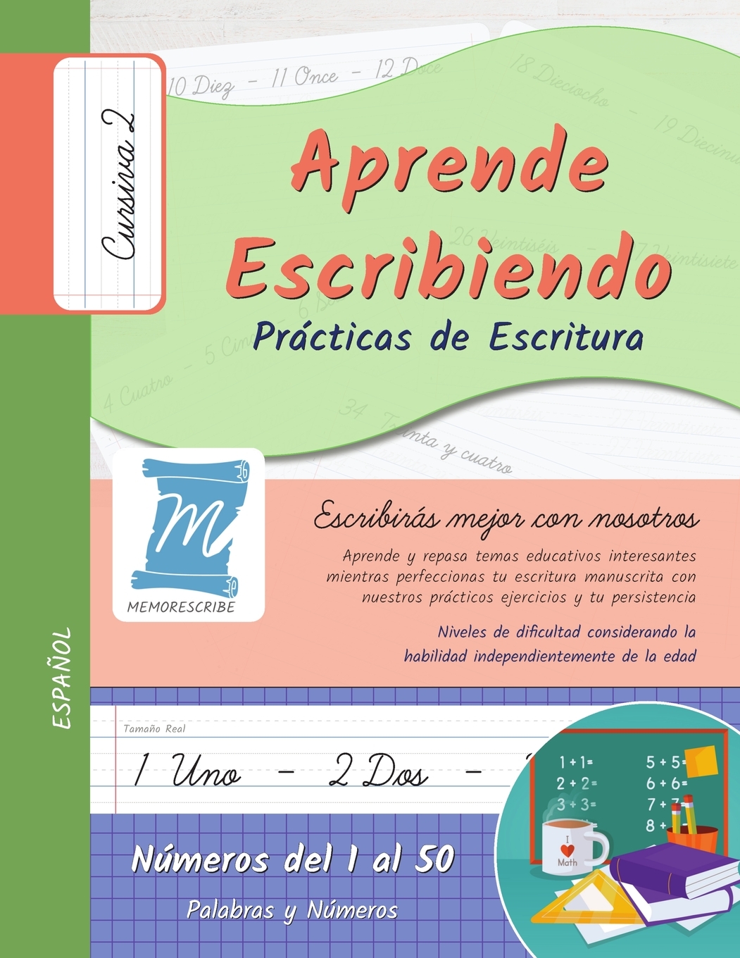 Buy Practicas de Escritura - Numeros del 1 al 50 - Letra Cursiva Nivel ...